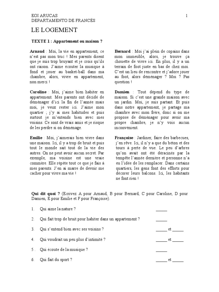 Compréhension Écrite La Maison | Télécharger gratuitement PDF | Échecs ...