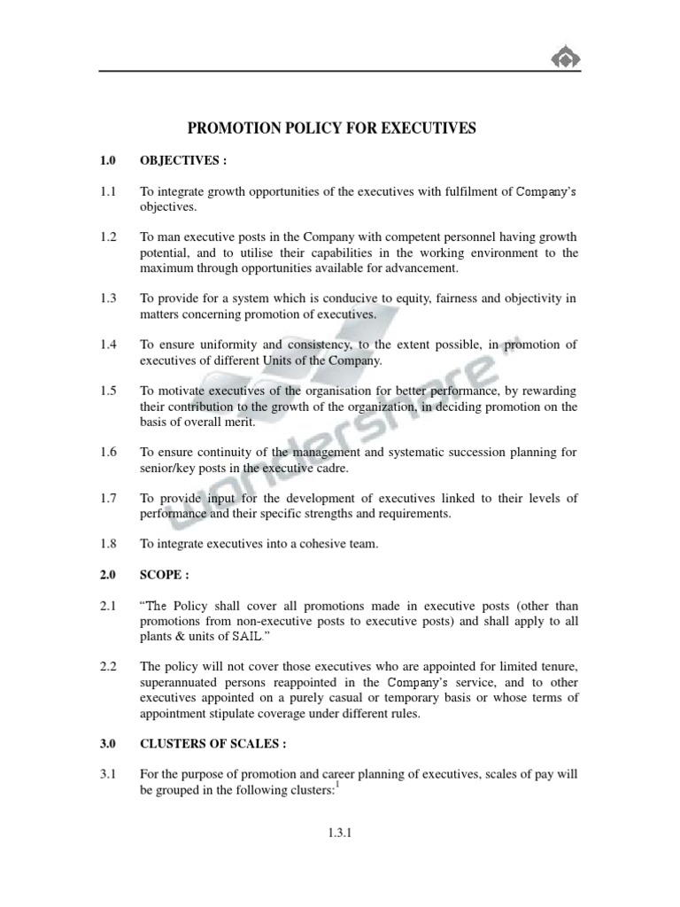 3 - Promotion Policy For Exeecutives | PDF | Academic Degree ...
