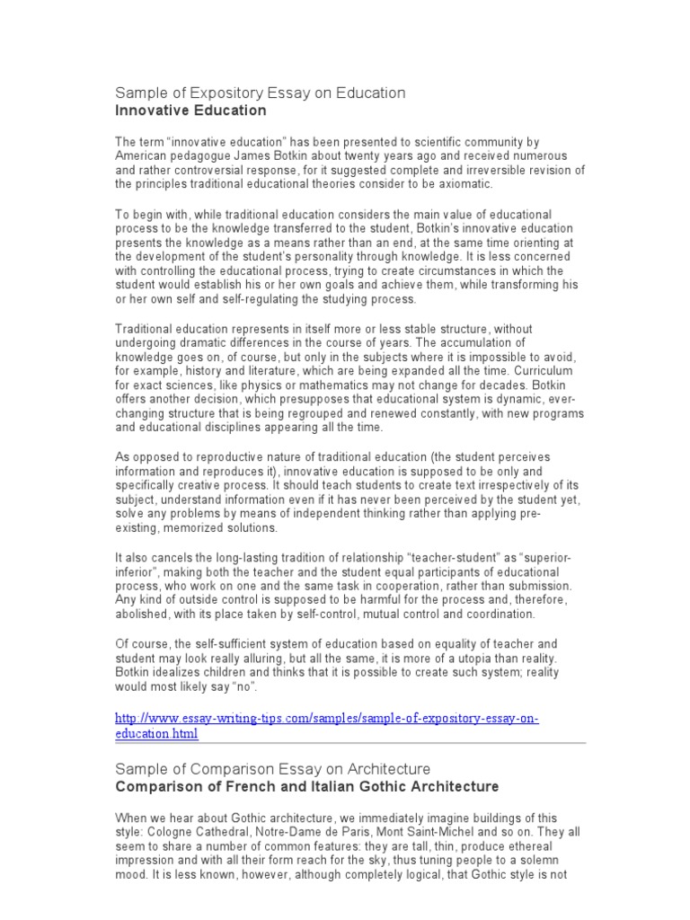 Sample of Expository Essay On Education | PDF | Gothic Architecture ...