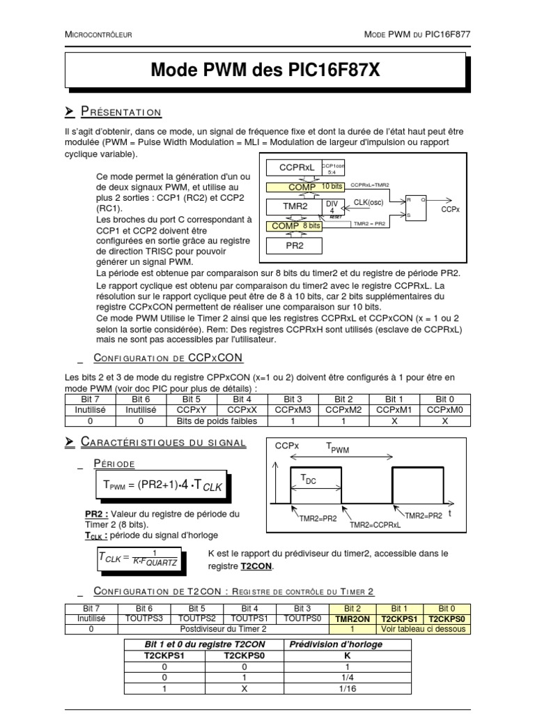 Mode PWM Des Pic16f87x | PDF | Méthodes et références pédagogiques
