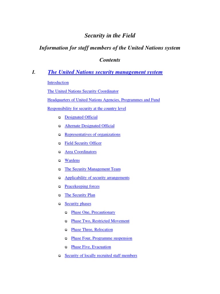United Nations Security Management System | Download Free PDF | United ...