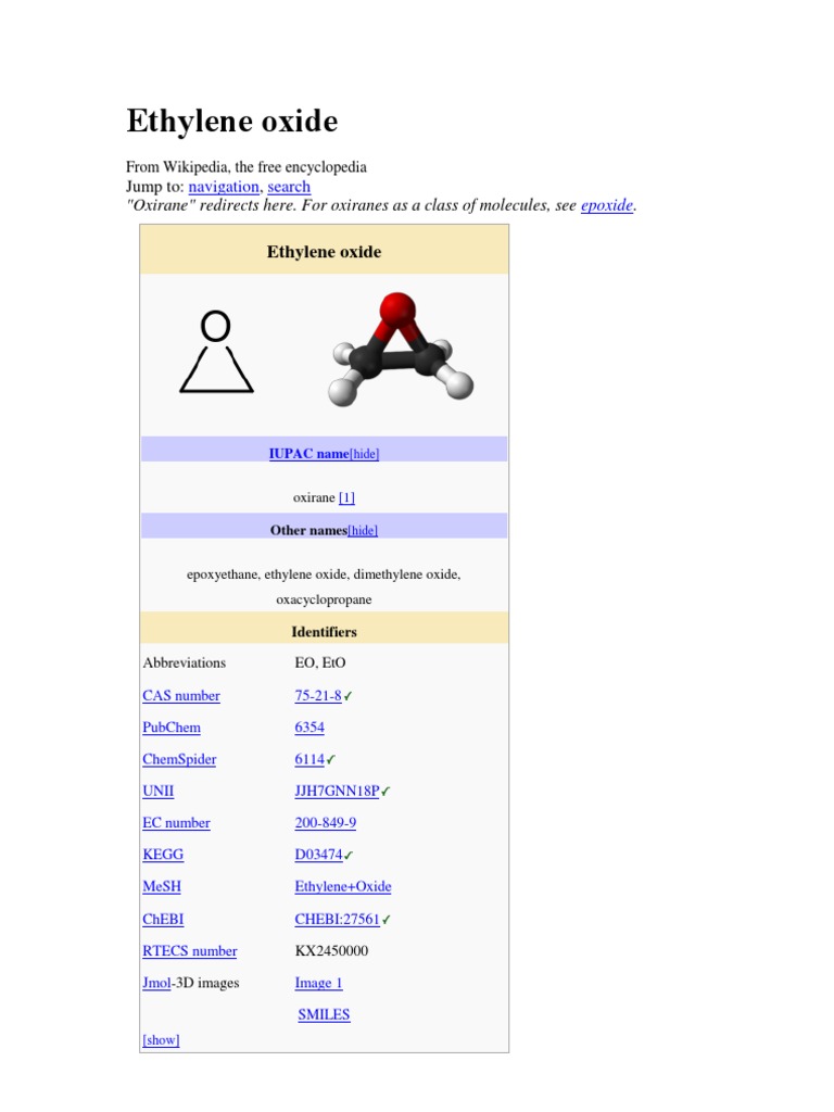 Ethylene Oxide: Jump To | PDF | Chemical Reactions | Ethylene
