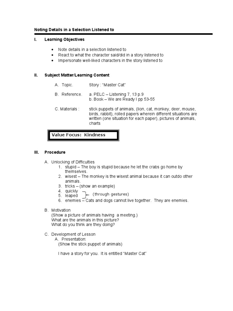 Grade 1 English Noting Details in A Selection Listened To | PDF | Cats ...