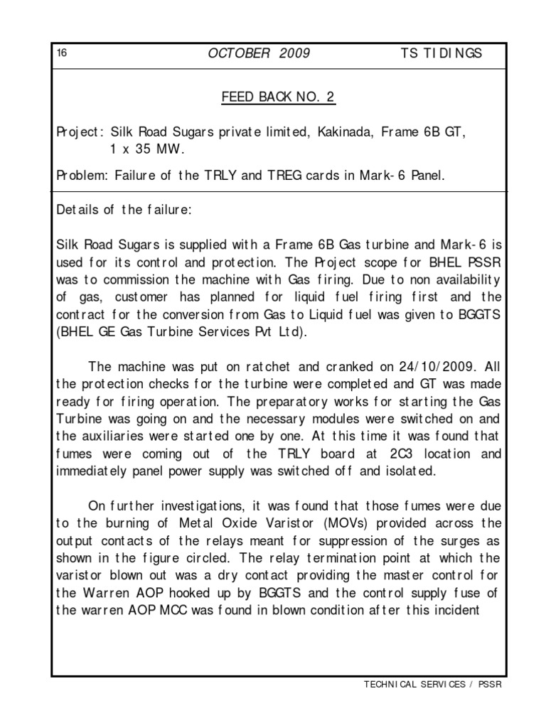 Failure of TRLY and TREG Card in MARK VI-OCT09pdf PDF | PDF | Power ...