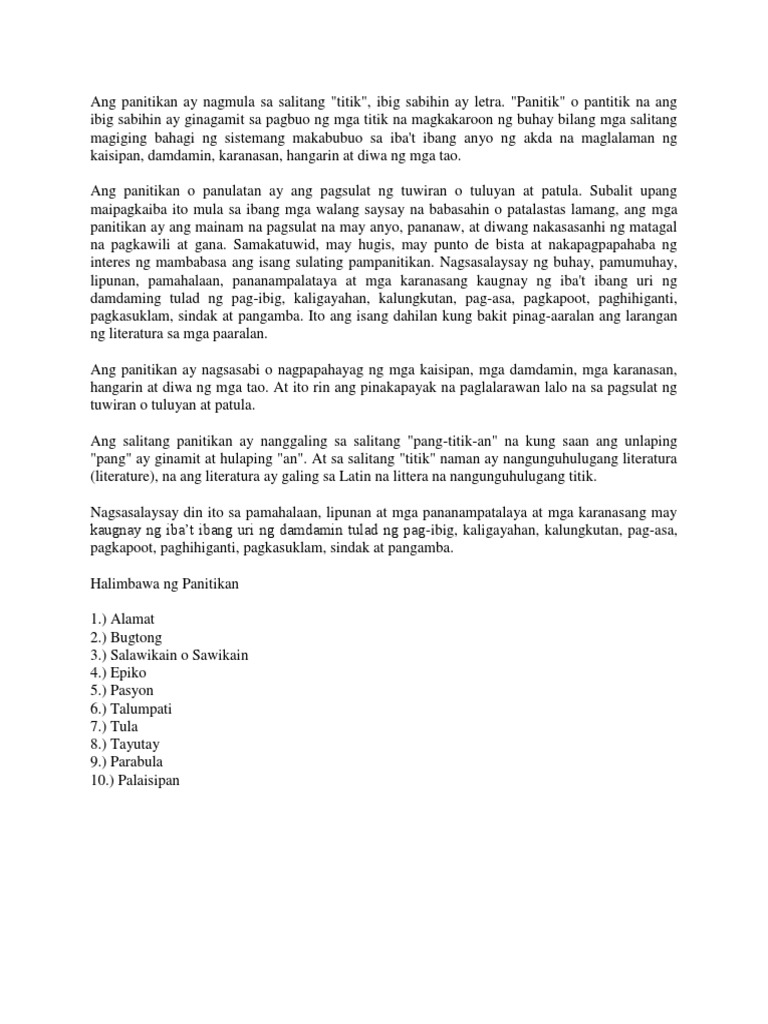 Panitikan Panitikan Panitikan | PDF
