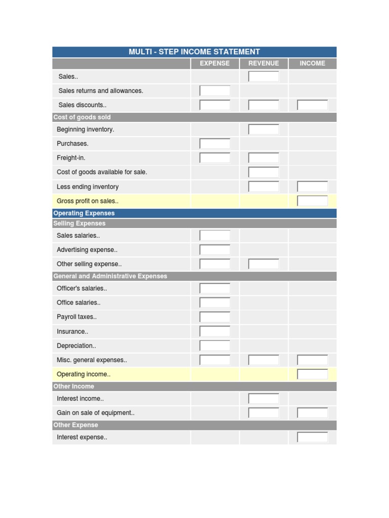 Multi - Step Income Statement | PDF | Finance & Money Management