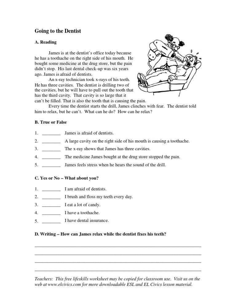 Going To The Dentist: Teachers: This Free Lifeskills Worksheet May Be ...
