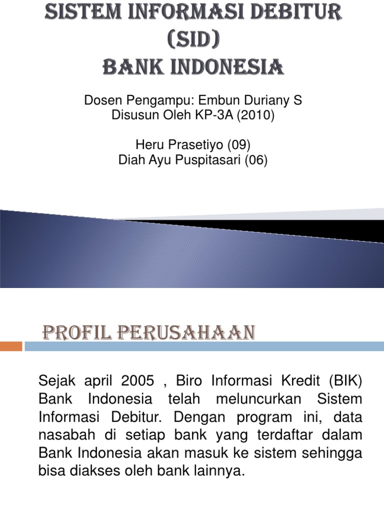 Sistem Informasi Debitur (SID) | PDF