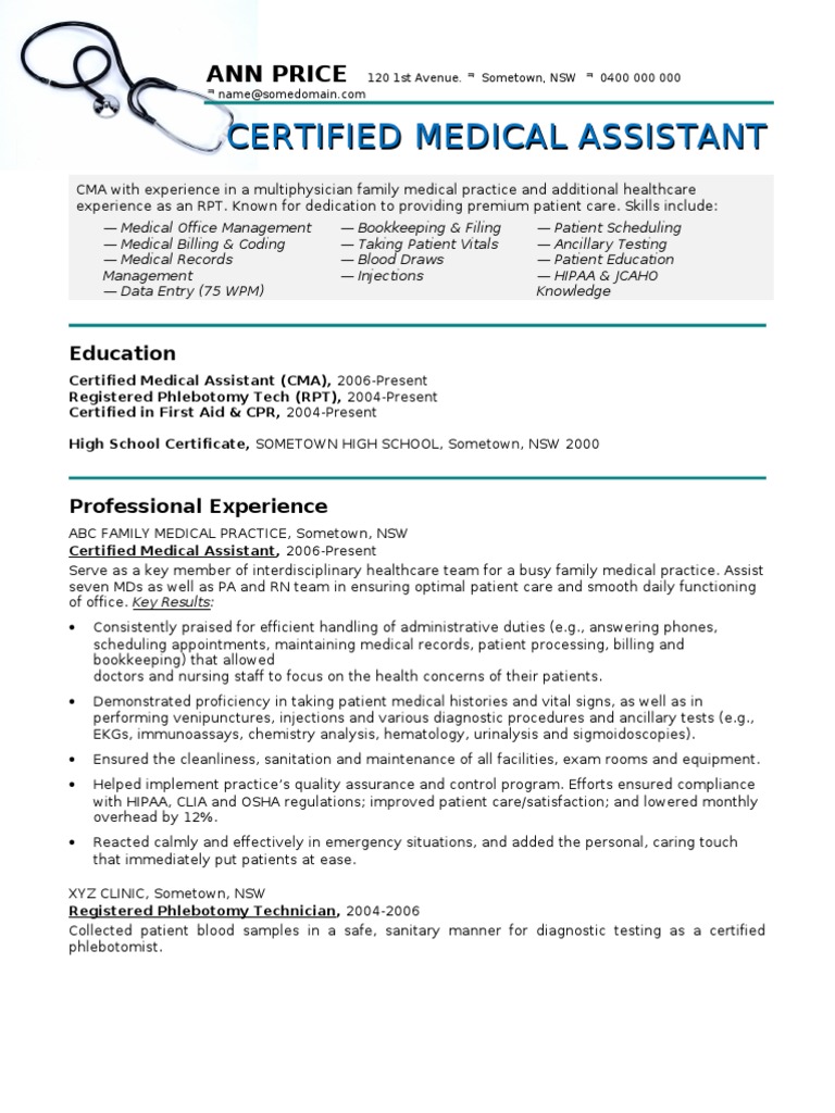 3.medical Assistant CV Template | PDF | Patient | Health Care