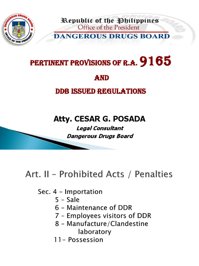 RA 9165 Comprehensive Dangerous Drug Board | PDF | Substance Abuse ...