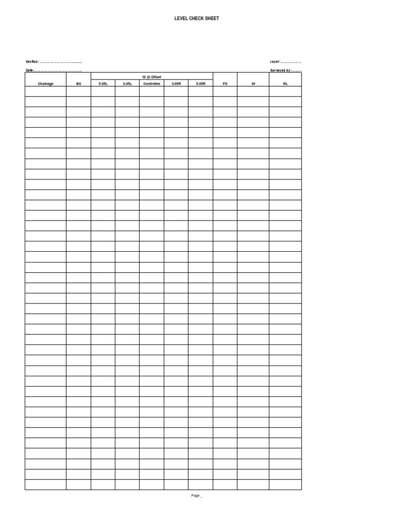 Leveling Sheet For Layer Works | PDF | Surveying | Land Use