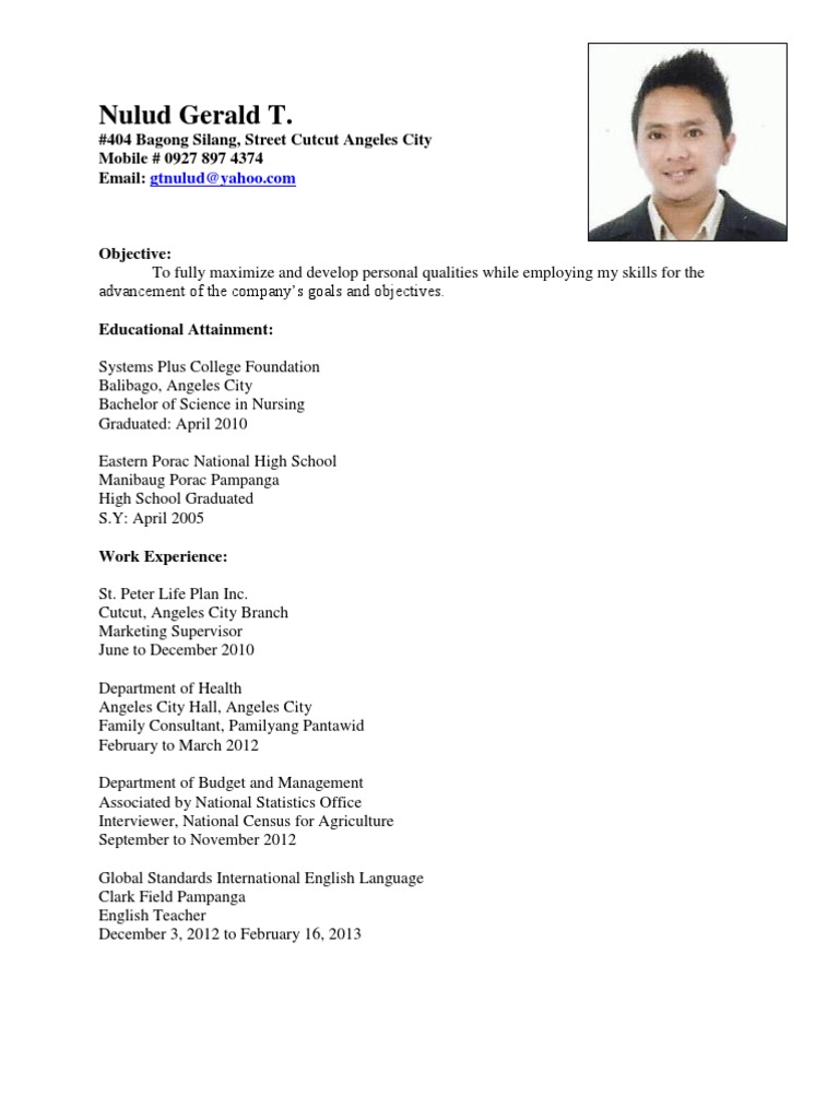 Nulud Gerald T. Resume Overview | PDF