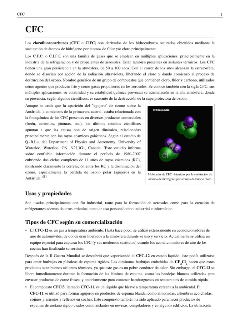 CFC | PDF | Clorofluorocarbono | Sustancias químicas