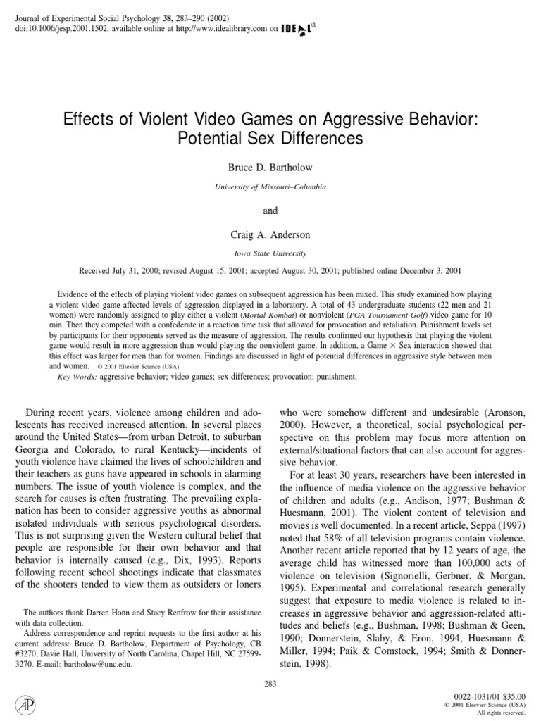 Effects of Violent Video Games On Aggressive Behavior | PDF | Games ...