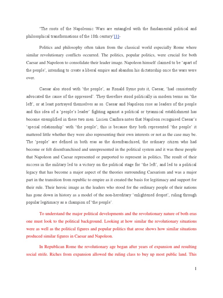 A Political Comparison of Napoleon Bonaparte and Julius Caesar | PDF ...