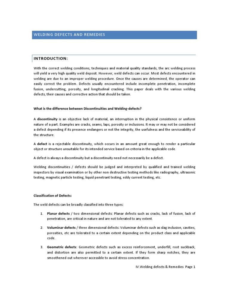10 Welding Defects & Remedies | PDF | Welding | Construction