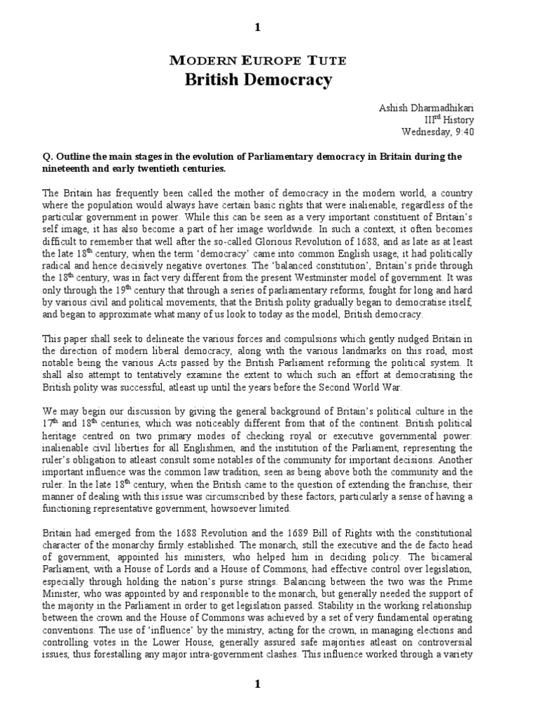 Evolution of British Democracy | PDF | Radicalism (Historical) | Whigs ...