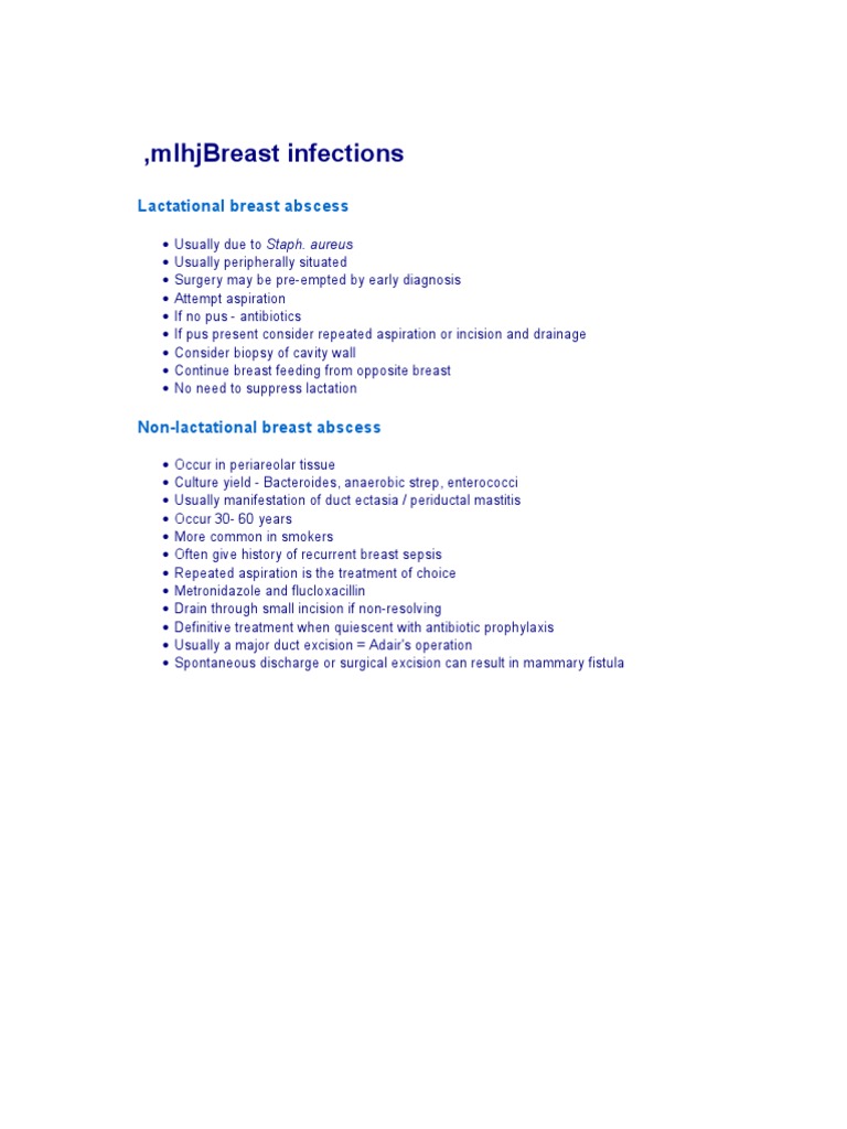 ,mlhjbreast Infections: Lactational Breast Abscess | PDF