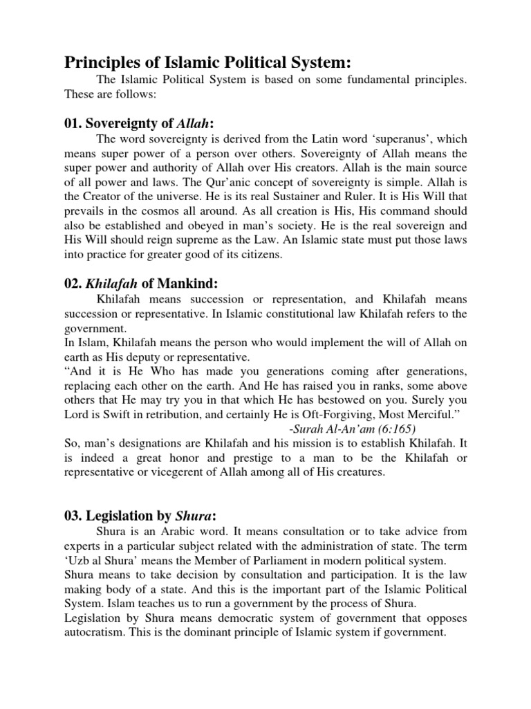 Principles of Islamic Political System | PDF | Shura | Kafir