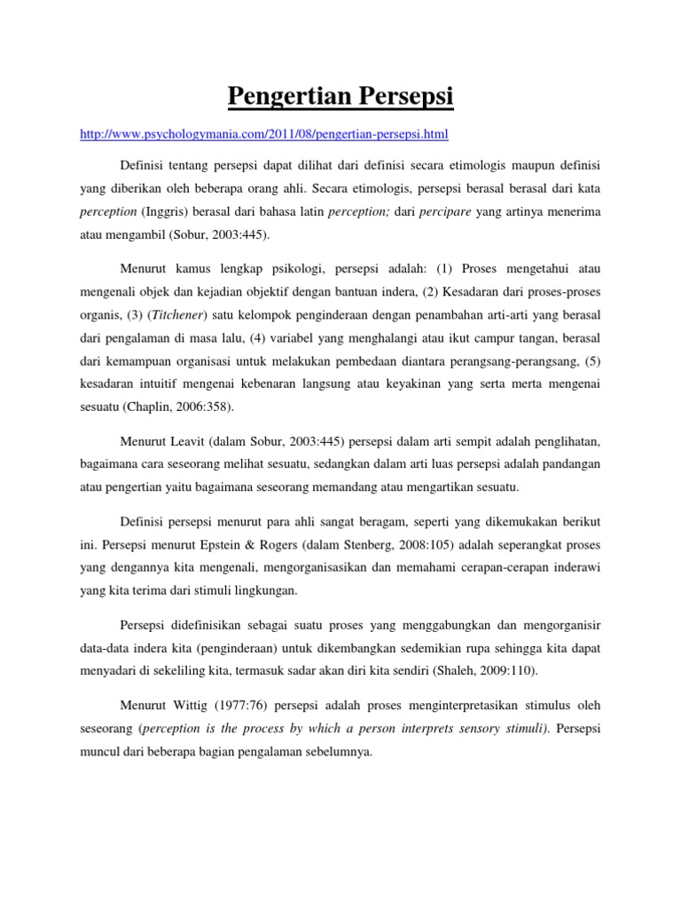 Pengertian Persepsi | PDF | Pengembangan Diri | Sains & Matematika