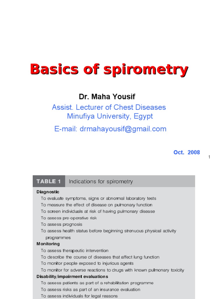 Spirometry | PDF | Respiratory System | Clinical Medicine
