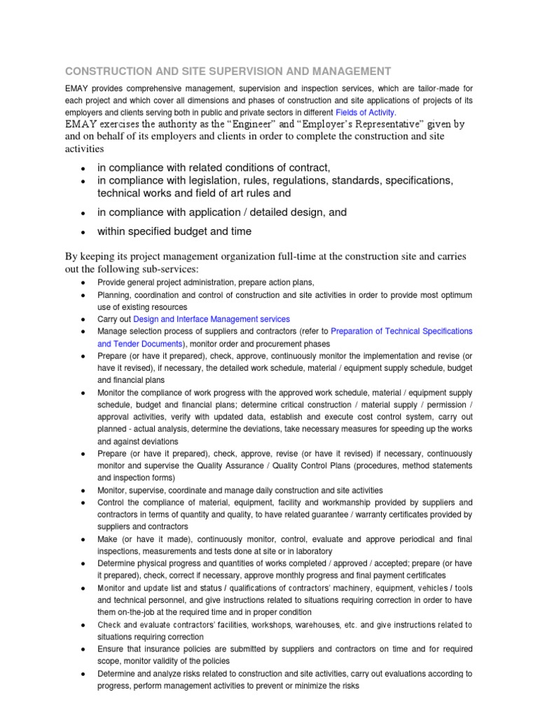 Construction Management and Supervision | PDF | Specification ...