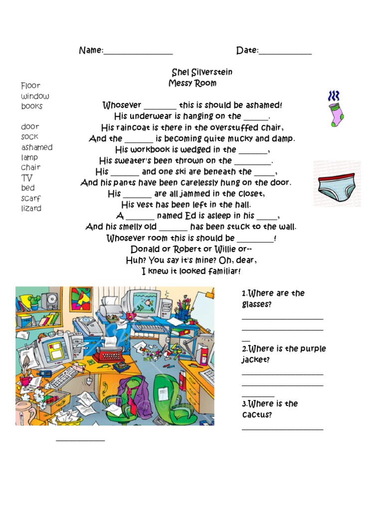 Shel Silverstein's "Messy Room" Quiz | PDF