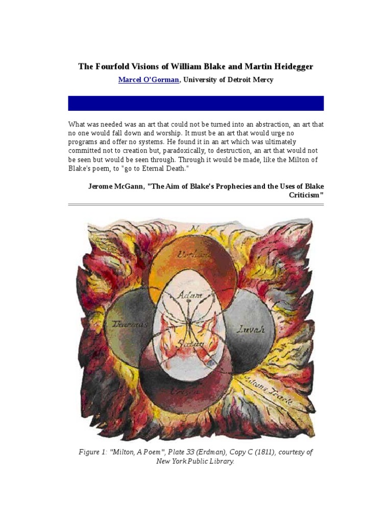 The Fourfold Visions of William Blake and Martin Heidegger | PDF ...