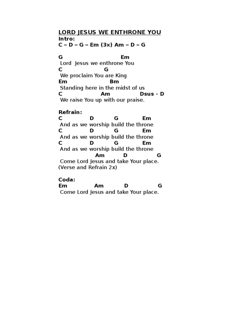 Lord Jesus We Enthrone You | PDF
