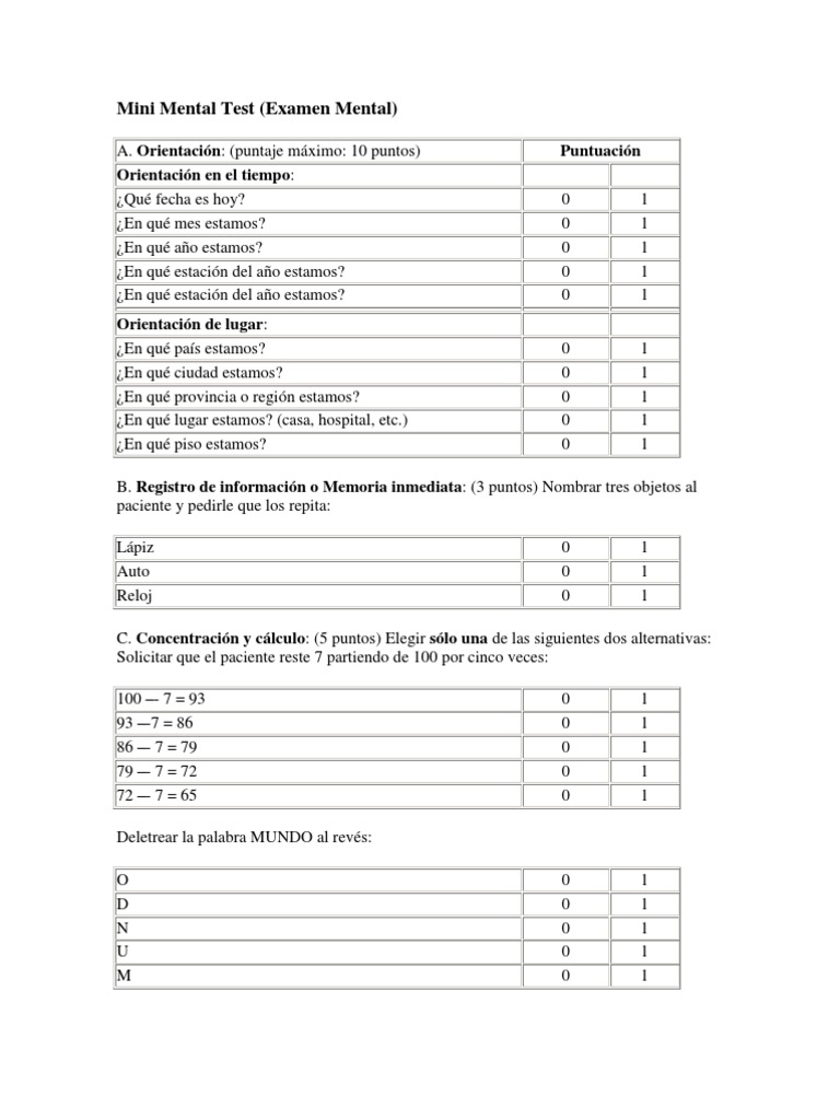 Resultados del Mini Mental Test | PDF | Crecimiento personal y profesional