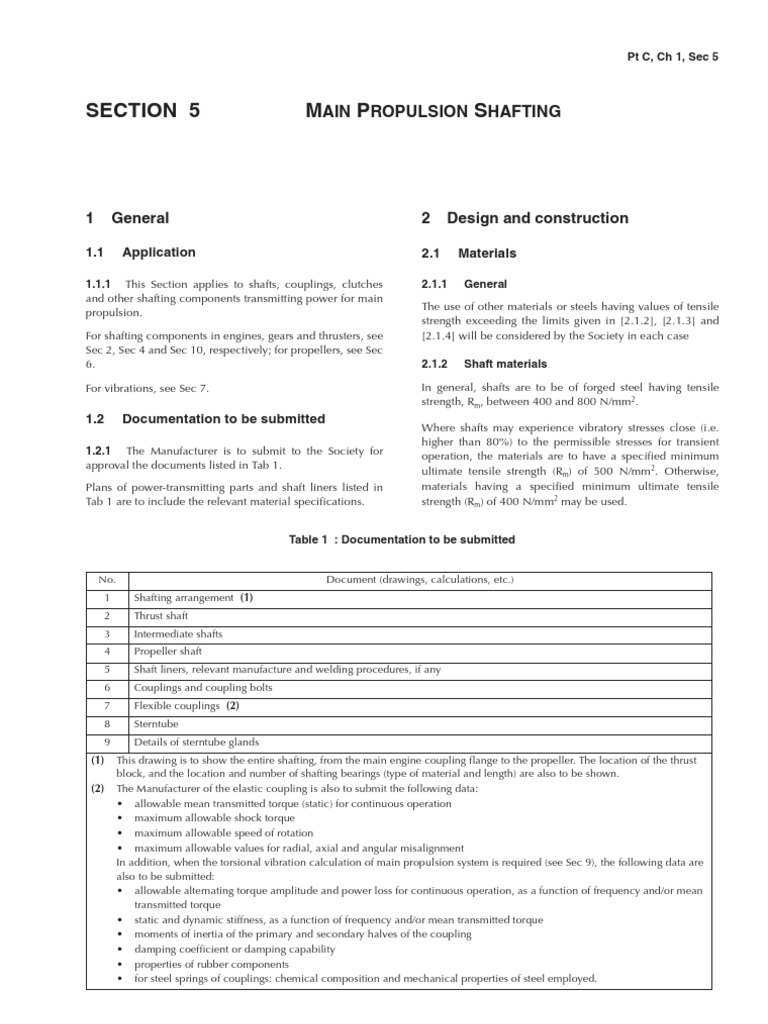 Propeller Shaft Requirements | PDF | Bearing (Mechanical) | Forging