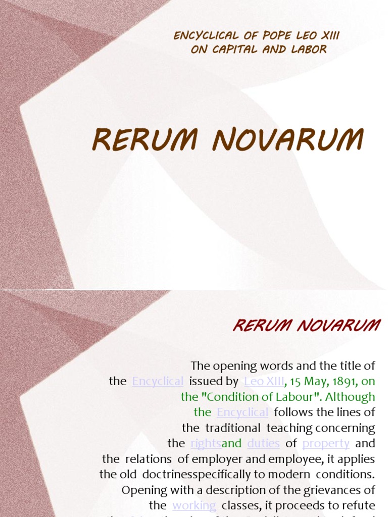 Rerum Novarum: Pope Leo XIII on Labor | PDF | Catholic Church | Pope