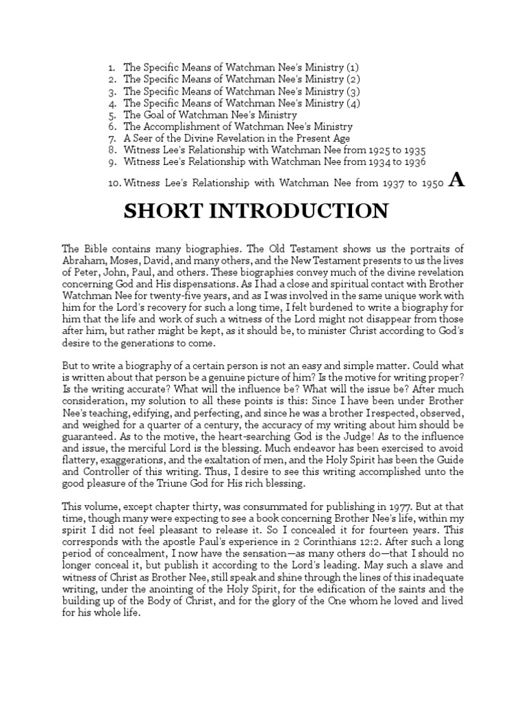 Watchman Nee | PDF | Theology | Ancient Mediterranean Religions
