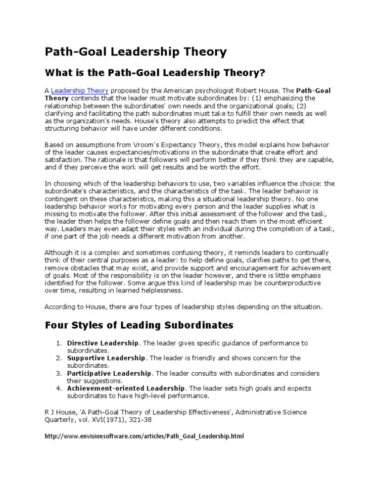 Path Goal Theory | PDF | Leadership | Motivation
