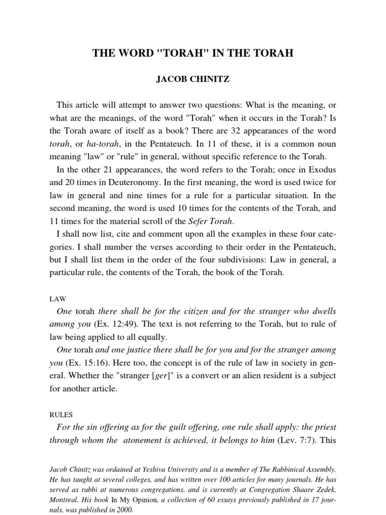 The Word "Torah" in The Torah | PDF | Torah | Covenant (Biblical)