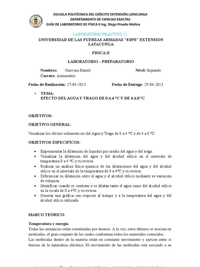 Termo Agua Alcohol | Descargar gratis PDF | Líquidos | Calor