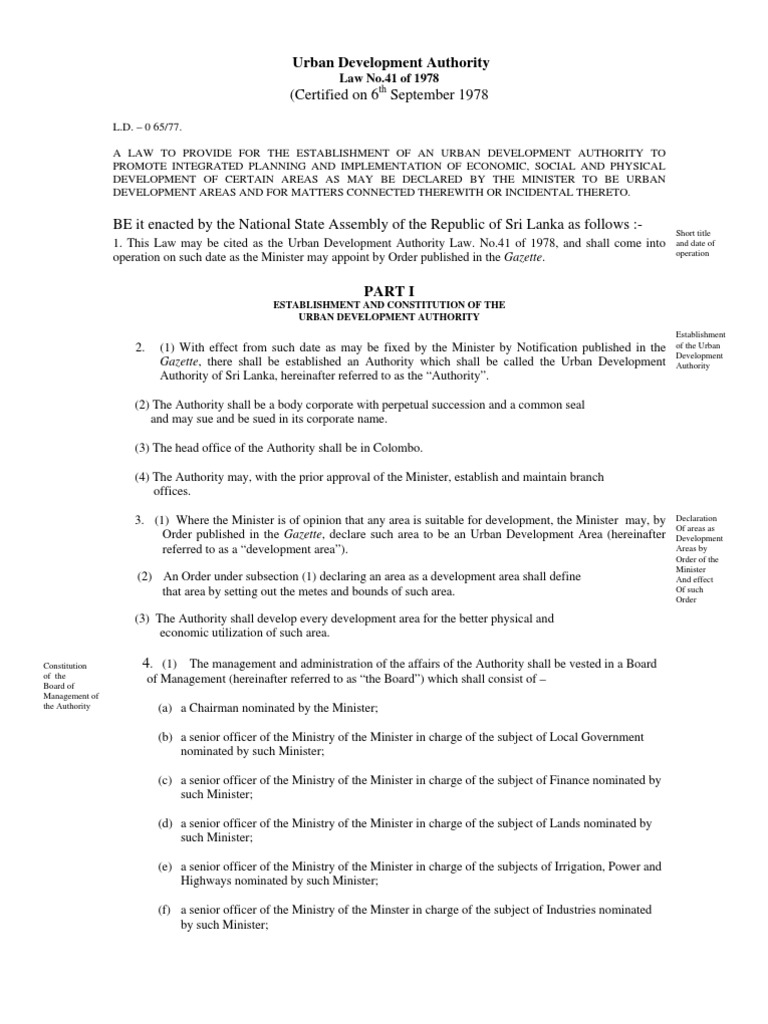 UDA Act of Sri Lanka | PDF | Supreme Courts | Board Of Directors