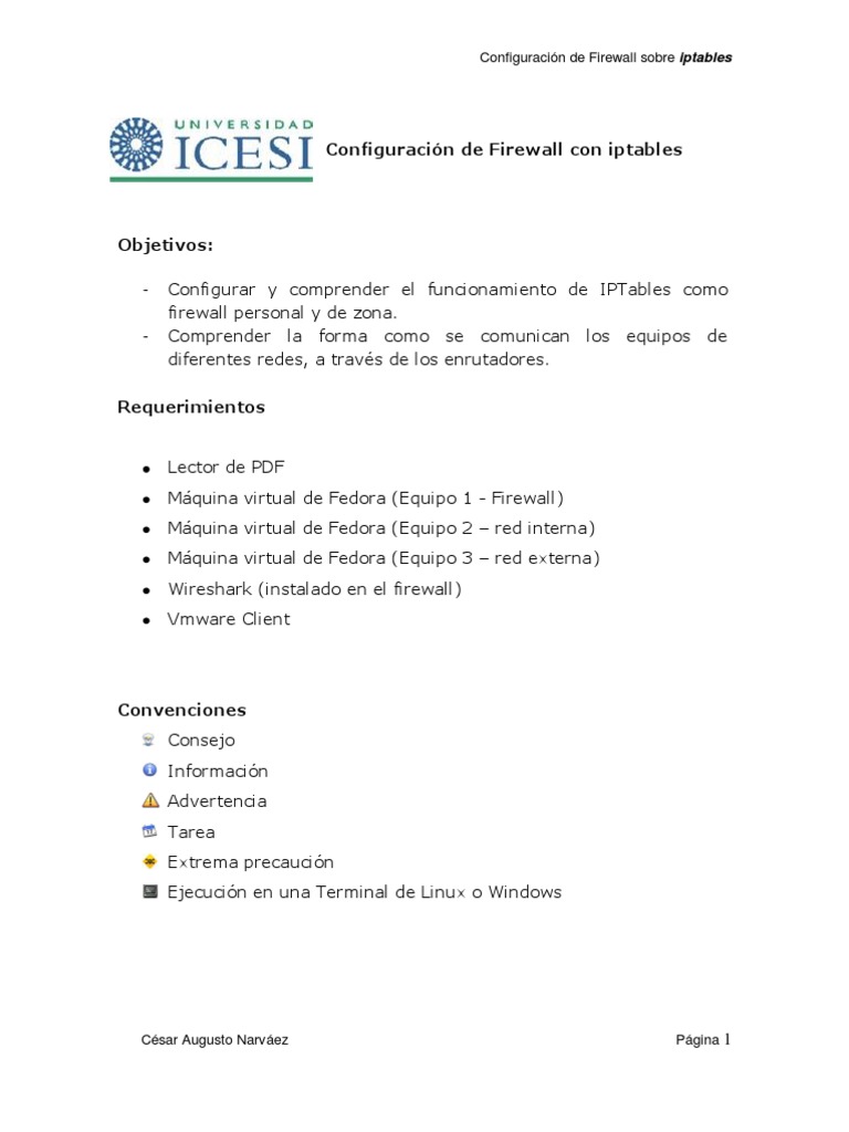 Configuración de Firewall con iptables | PDF | Cortafuegos (informática ...