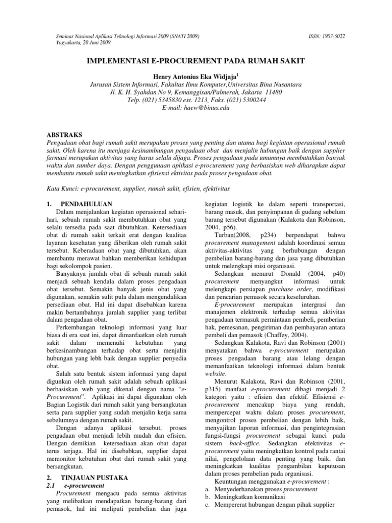 Implementasi E-Procurement Pada Rumah Sakit | PDF