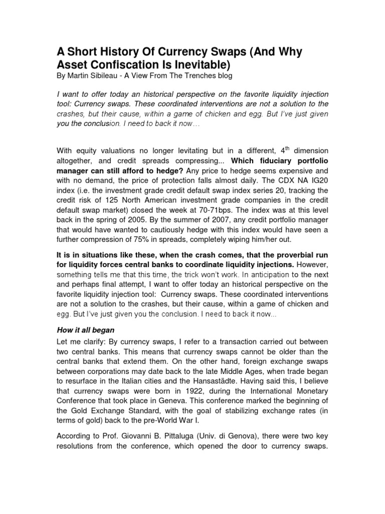 History of Currency Swaps Explained | PDF | Euro | Central Banks