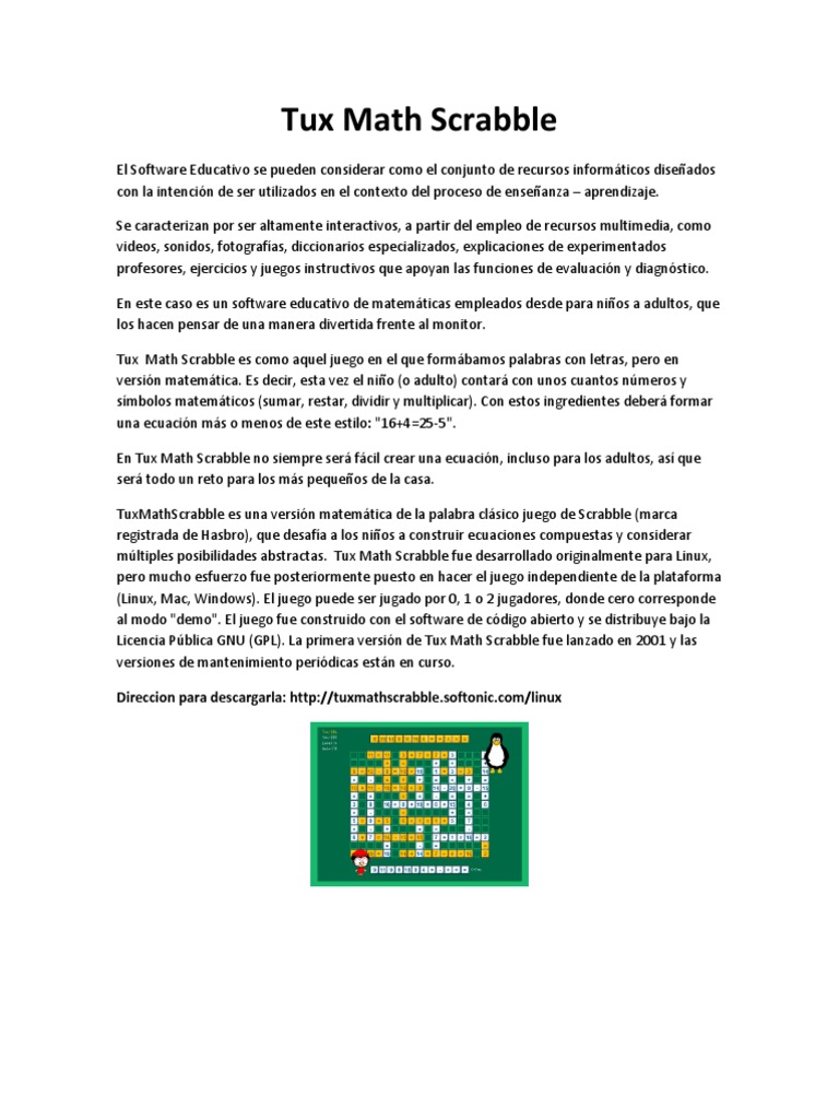 Tux Math Scrabble | PDF