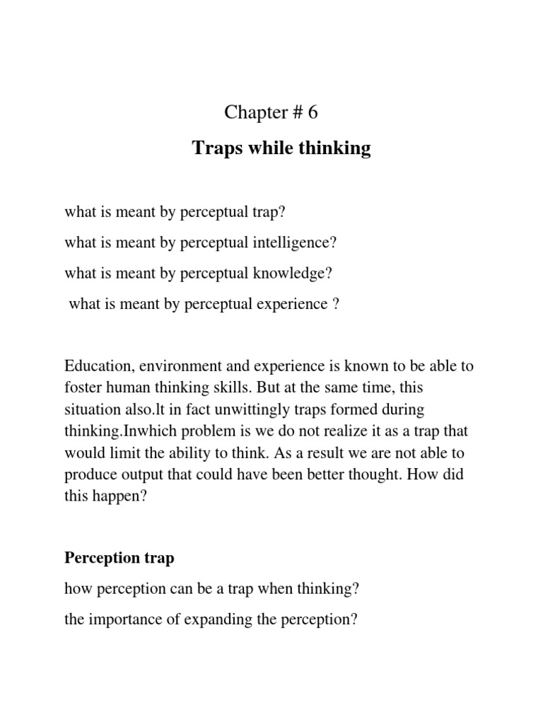 Chapter # 6 Traps While Thinking: Perception Trap | PDF | Thought ...