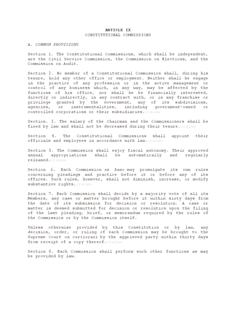 Article Ix Constitutional Commissions | PDF | Social Institutions ...