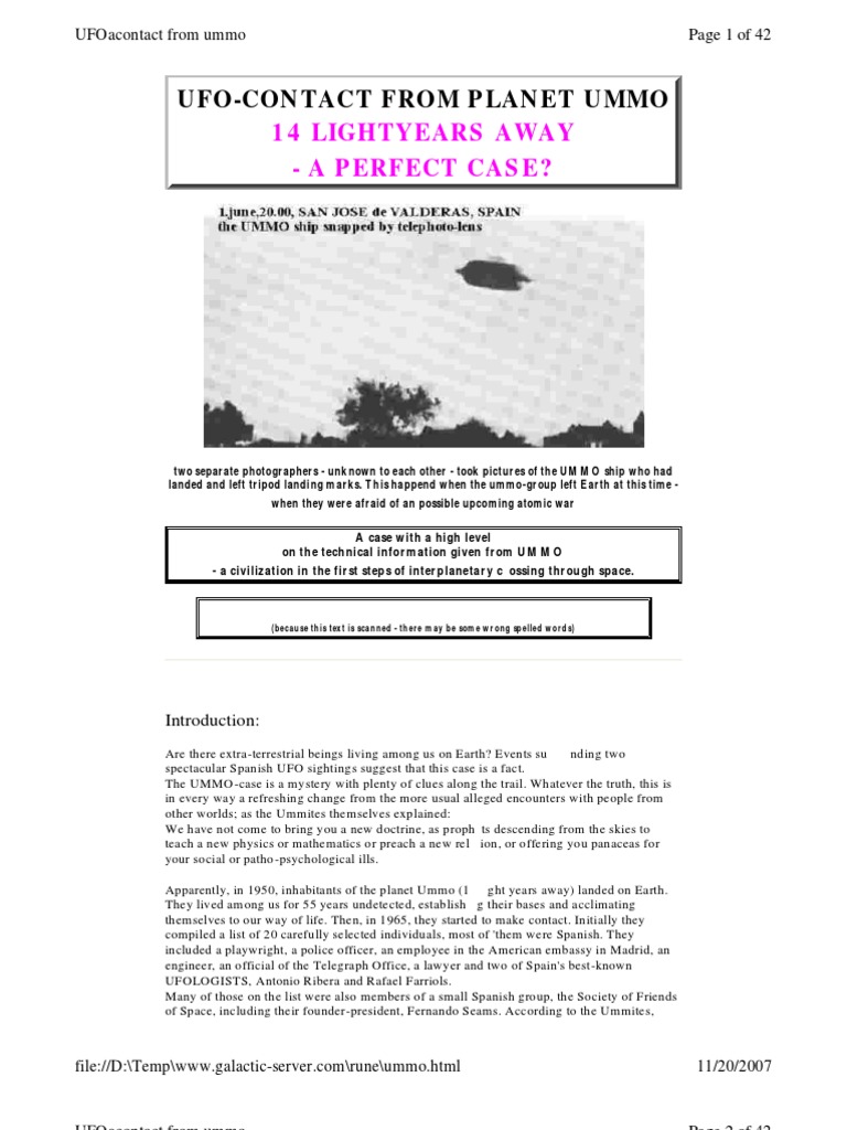 Planet Ummo | PDF | Unidentified Flying Object | Universe