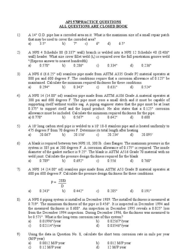 API 570 - 01 API 570 and B31.3 Practice | Download Free PDF | Pipe ...