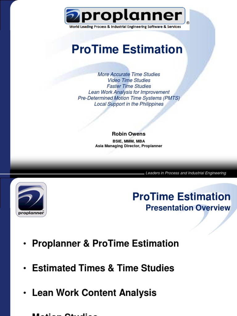 ProTime Estimation - Modern Time & Motion Study - 102012 | PDF ...