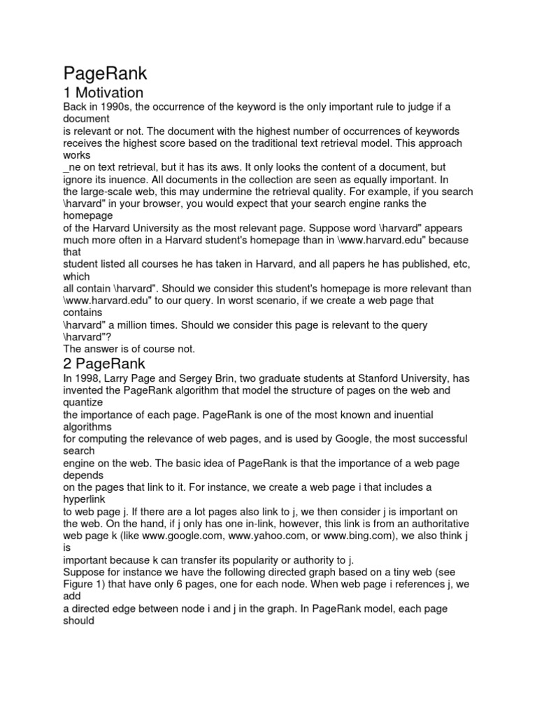 Page Rank Algorithm | Download Free PDF | Teaching Mathematics | Areas ...