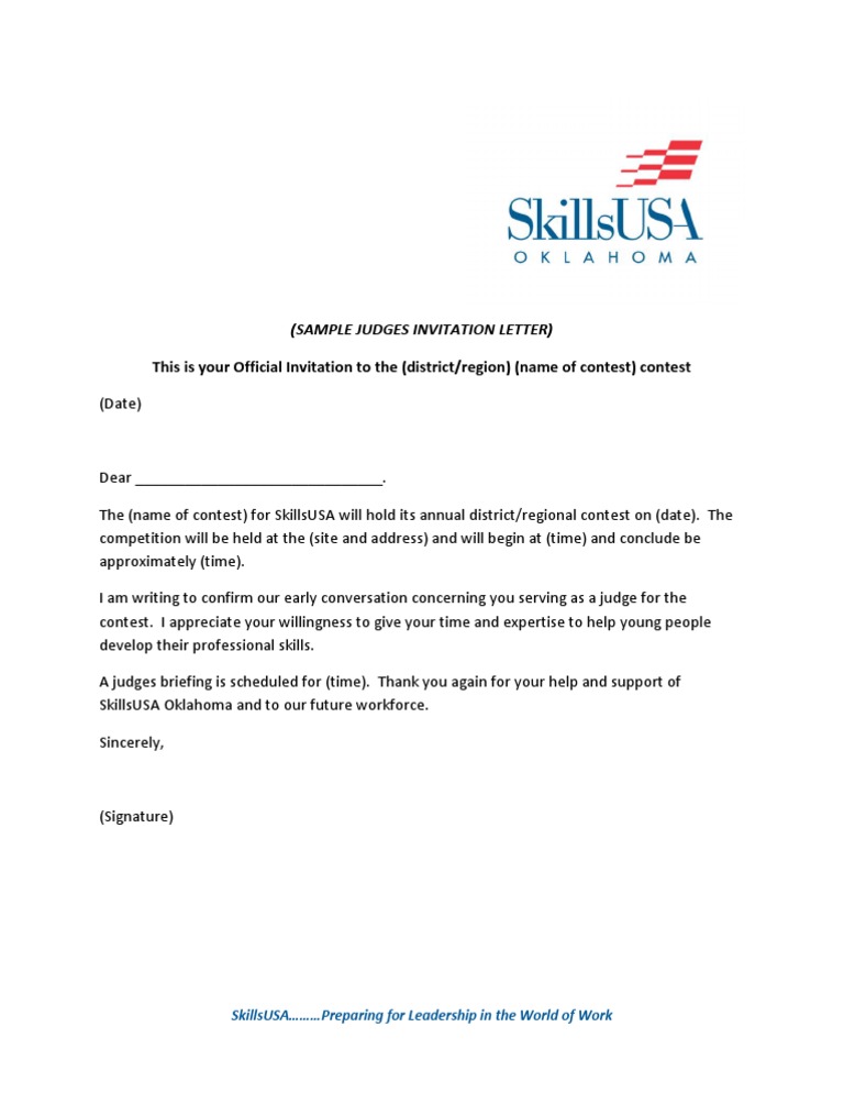 Judges Invitation Letter Sample | PDF