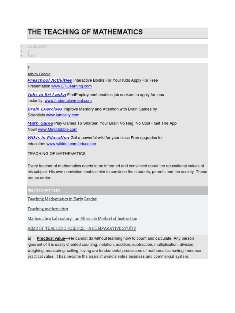 The Teaching of Mathematics | PDF | Art | Computers