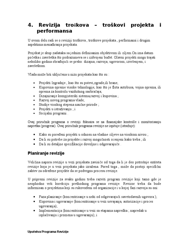 A9-4.Revizija Troskova - Troskovi Projekta I Performansa | PDF